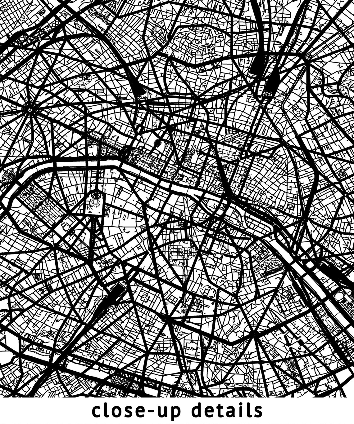 Paris France Map, Paris Map Print, Coordinates, Black and White ...