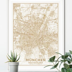 Munich Germany Map, München Deutschland Map, High Resolution Real Gold ...