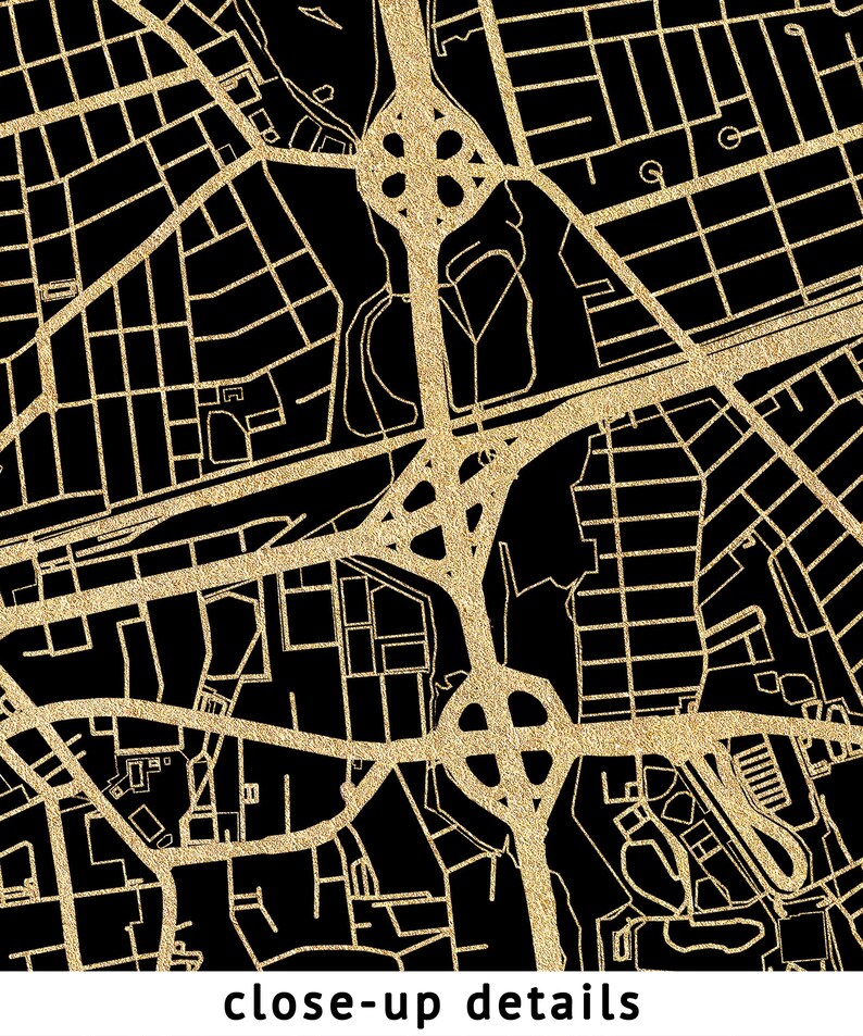 Freeport New York Map, Black, High Resolution Real Gold Leaf Texture ...