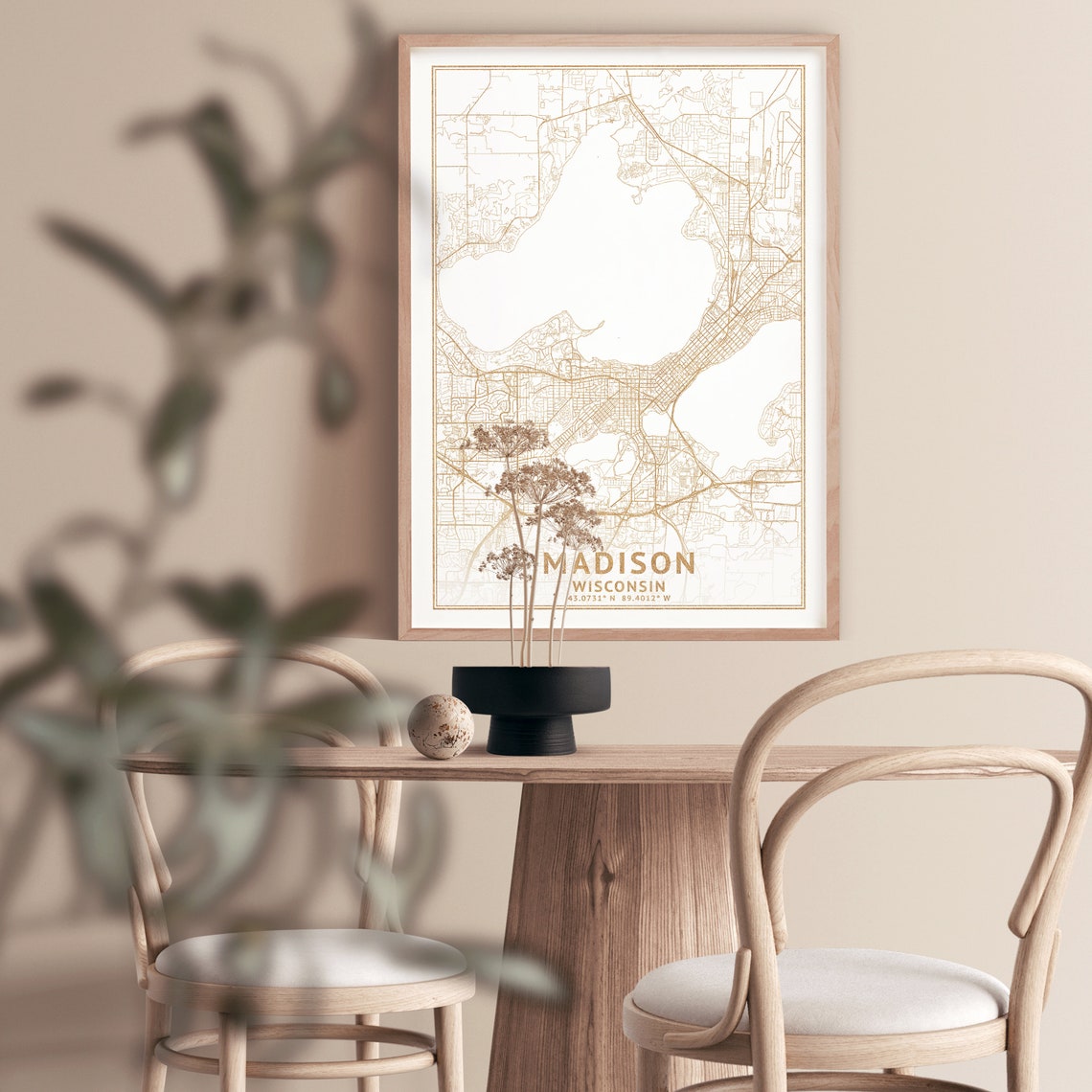 Madison Wisconsin Map High Resolution Real Gold Leaf Texture | Etsy