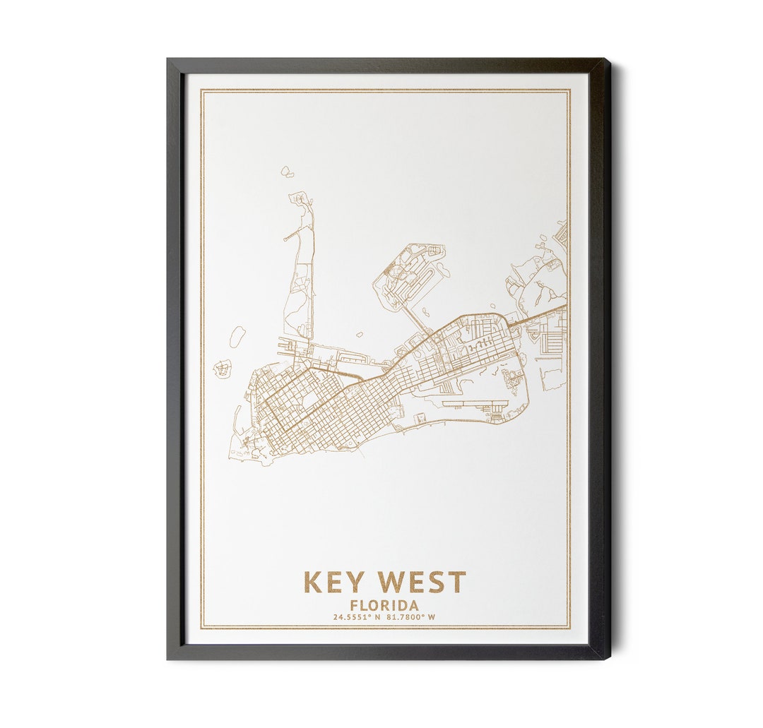 Key West Florida Map, High Resolution Real Gold Leaf Texture ...