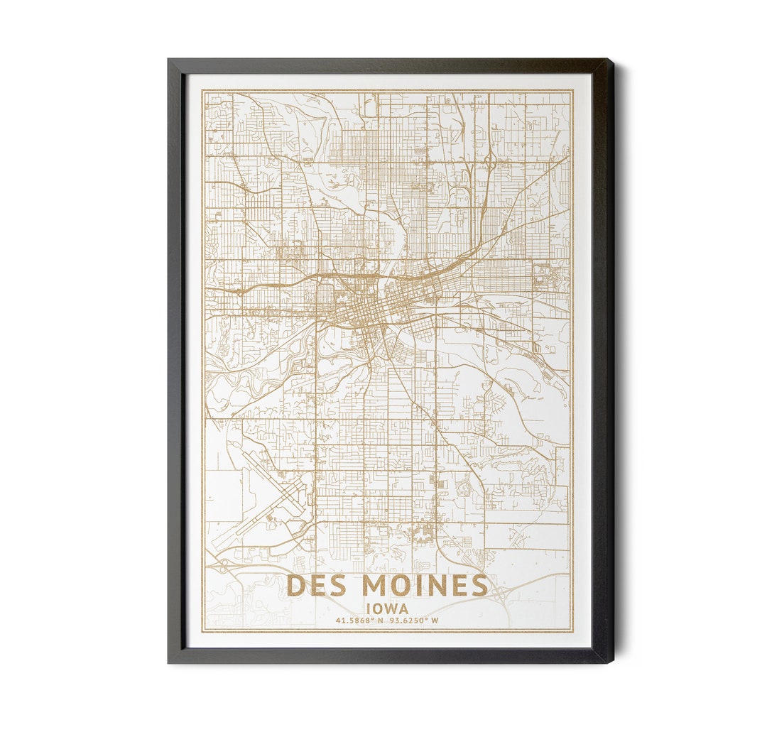 Des Moines Iowa Map, High Resolution Real Gold Leaf Texture ...