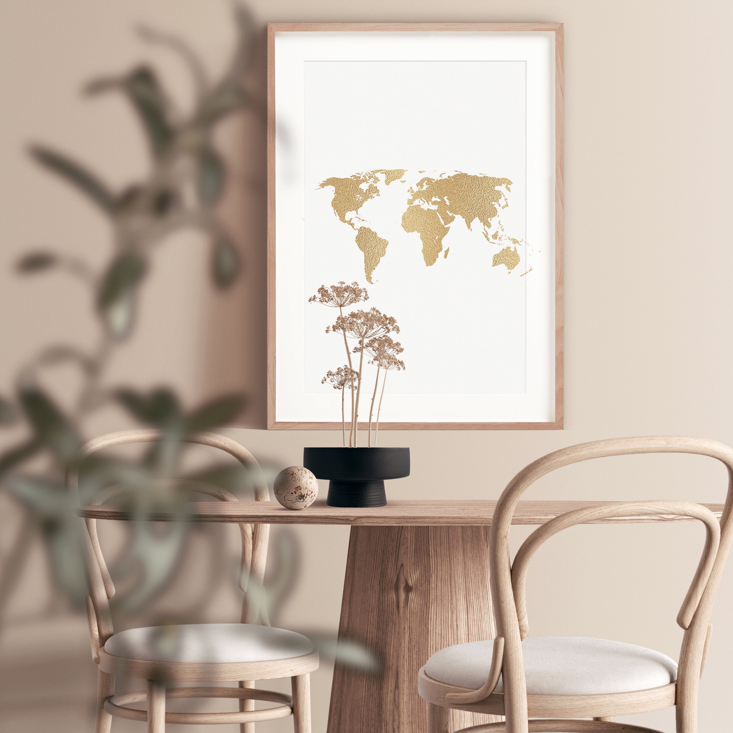 World Map Gold High Resolution Gold Foil World Map Wall - Etsy