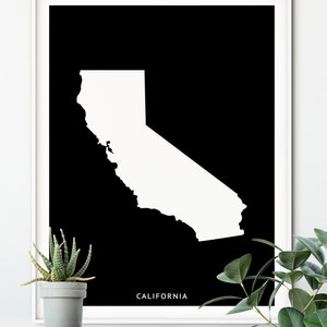 California Map, Black and White, Inverted, Minimalist, California State ...