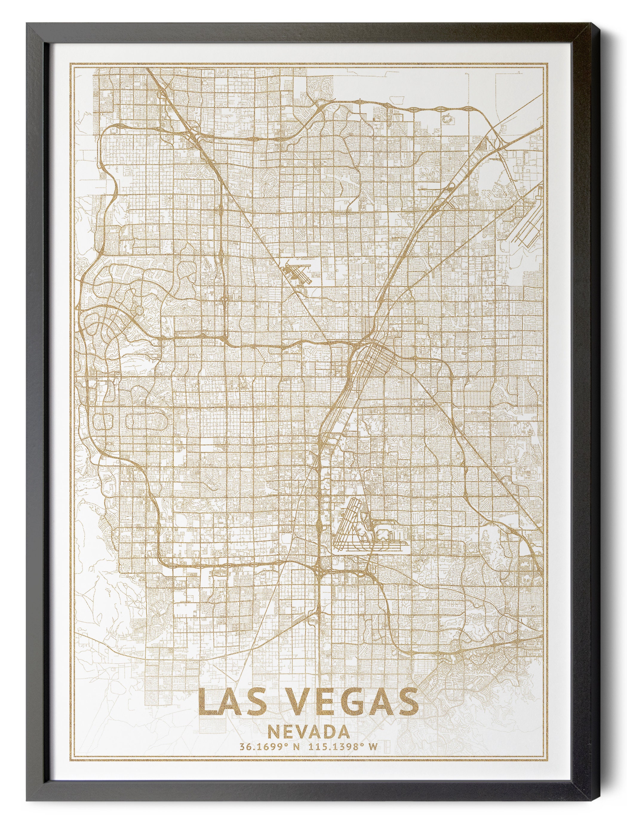Las Vegas Nevada Map High Resolution Real Gold Leaf Texture - Etsy
