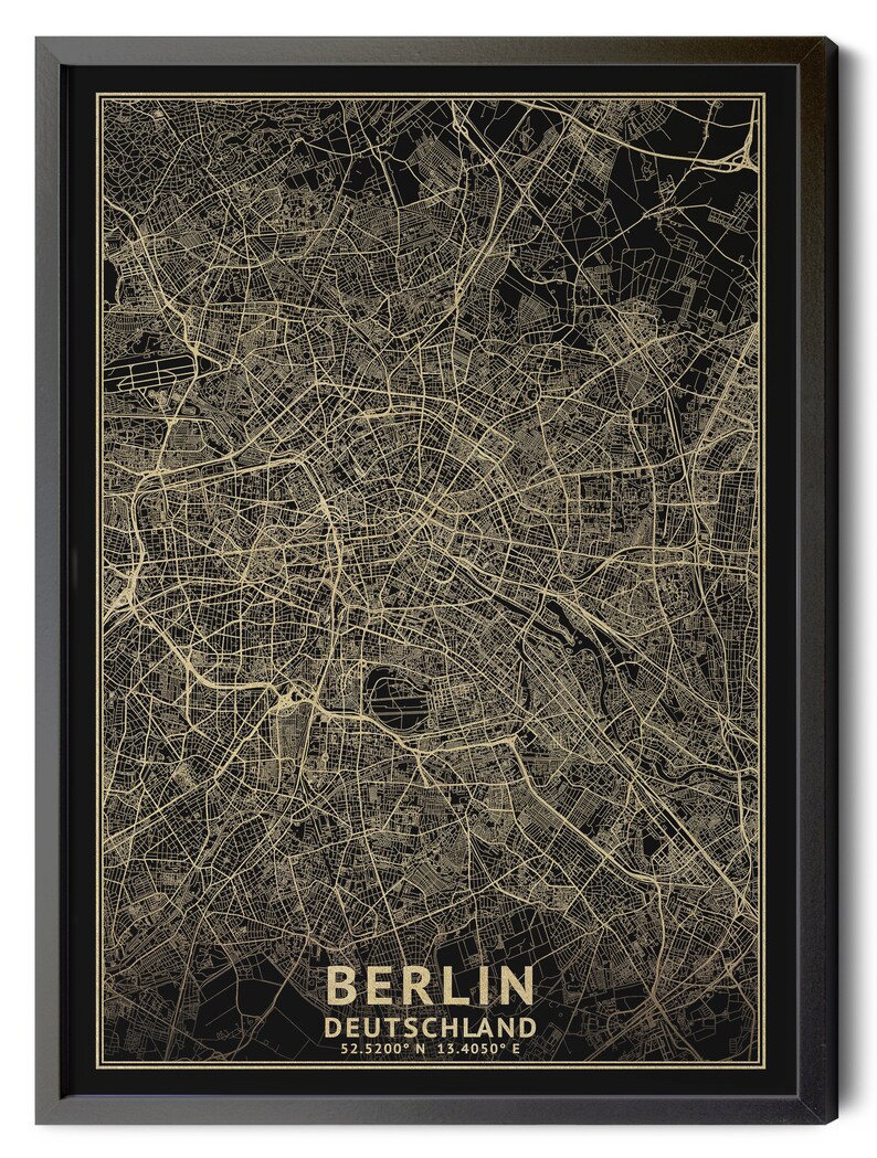 Berlin Germany Map, Berlin Deutschland Map, Black, High Resolution Real ...