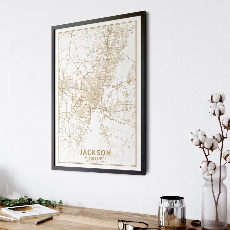 Jackson Mississippi Map, High Resolution Real Gold Leaf Texture ...