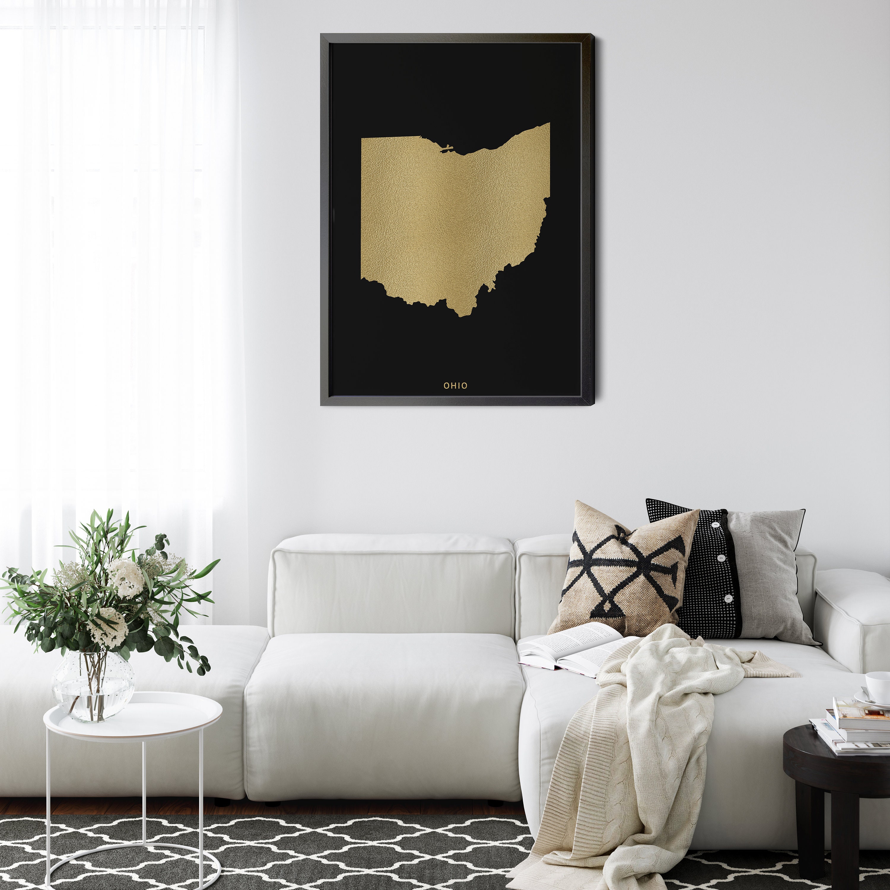 Ohio Map Black Gold Foil Texture Ohio Wall Art Ohio - Etsy