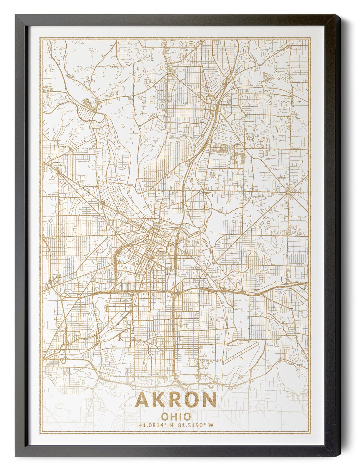 Akron Ohio Map High Resolution Real Gold Leaf Texture - Etsy