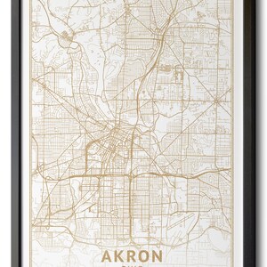 Akron Ohio Map, High Resolution Real Gold Leaf Texture, Coordinates ...