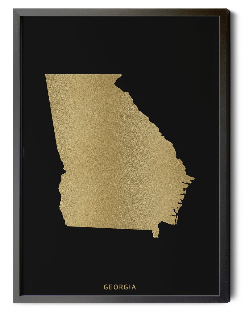 Georgia Map Black Gold Foil Texture Contemporary Modern - Etsy