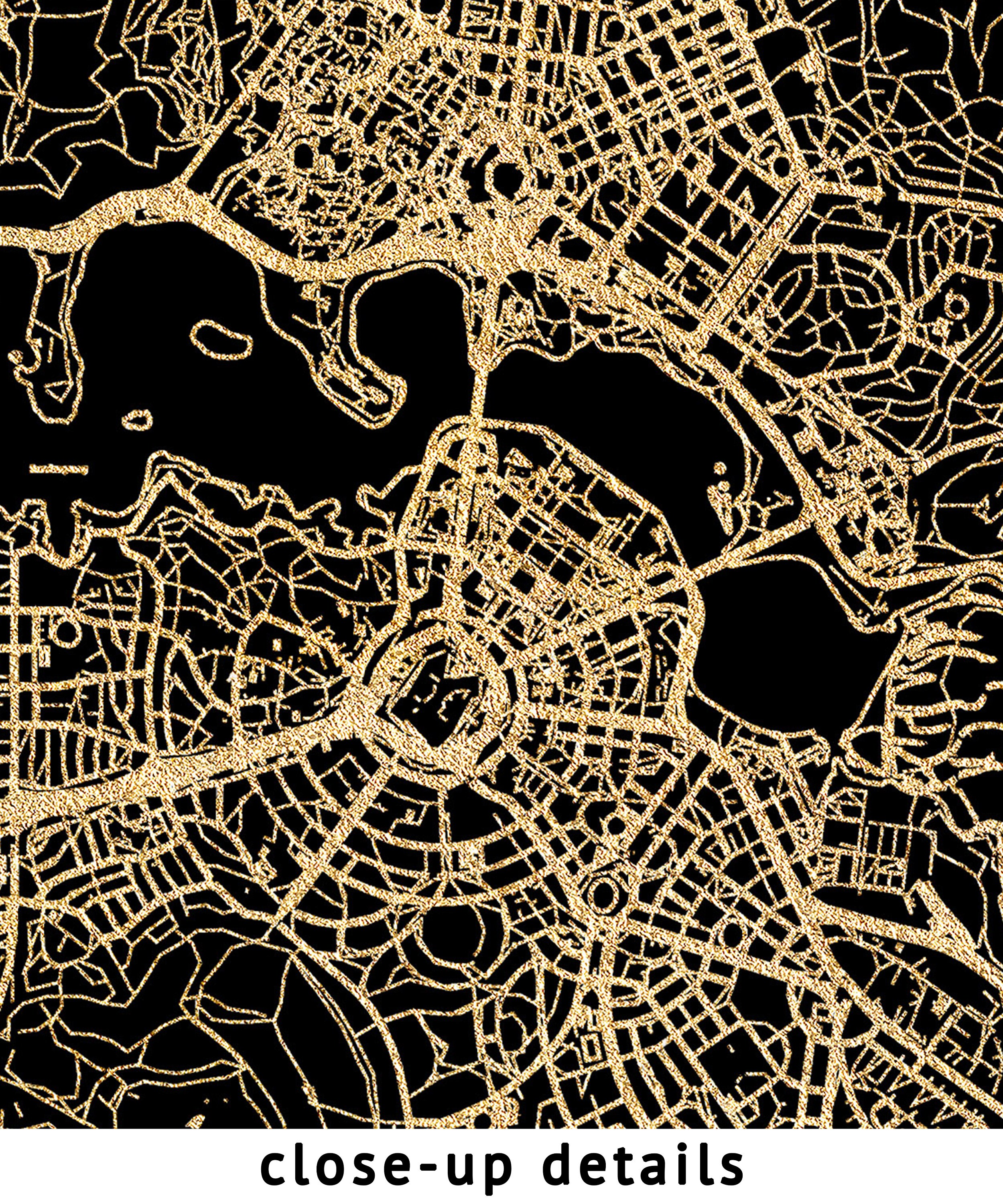 Canberra Australia, Map, Black, High Resolution Real Gold Leaf Texture ...