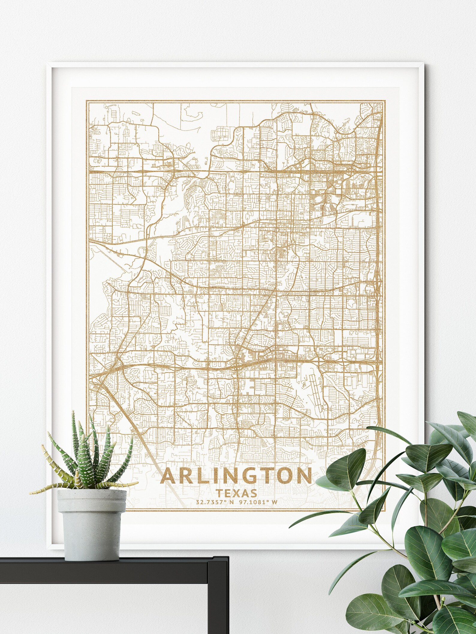 Arlington Texas Map, High Resolution Real Gold Leaf Texture ...