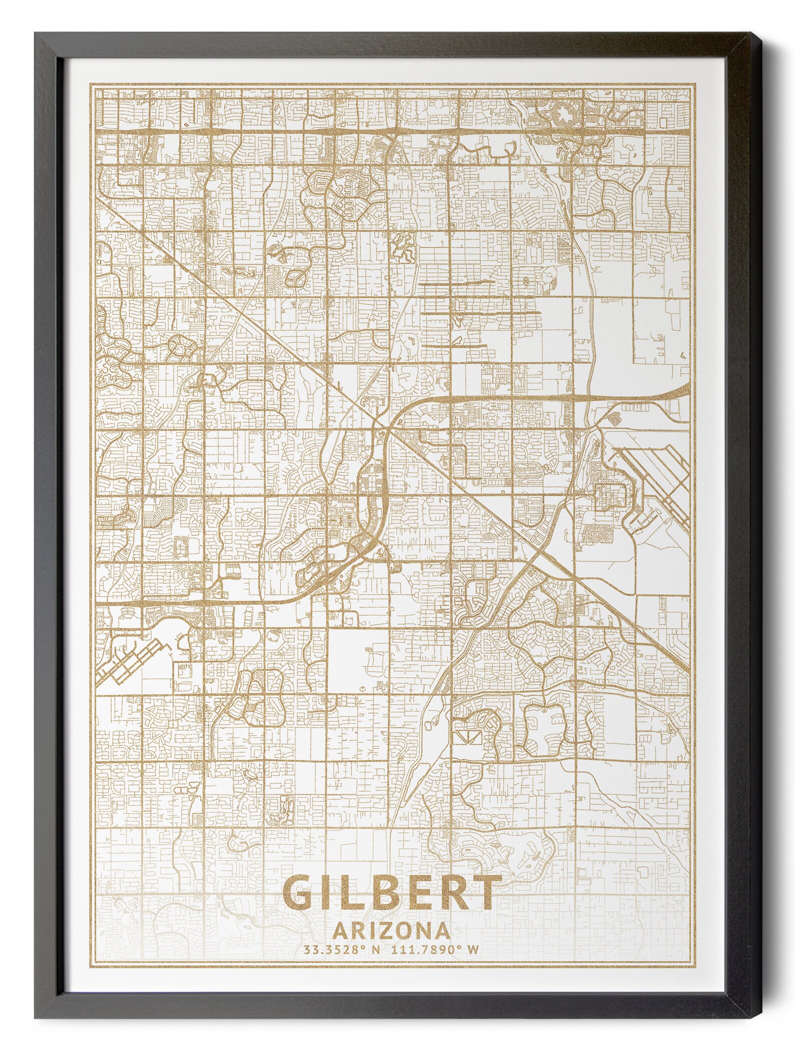 Gilbert Arizona Map, High Resolution Real Gold Leaf Texture ...