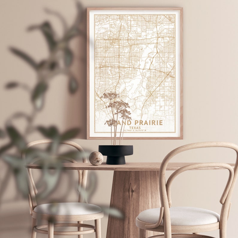 Grand Prairie Texas Map High Resolution Real Gold Leaf - Etsy