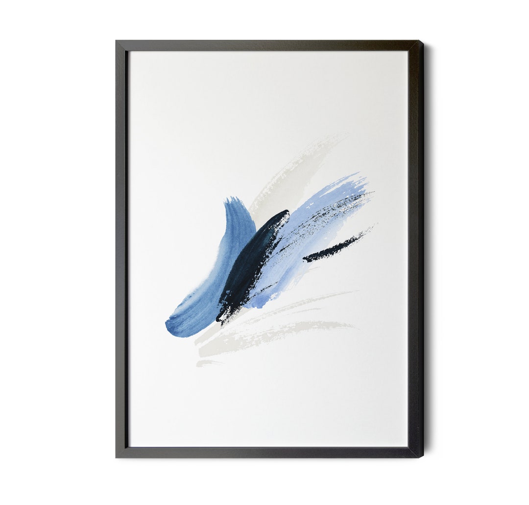 Navy Abstract Art, Brush Strokes, Abstract Art Print, Printable ...