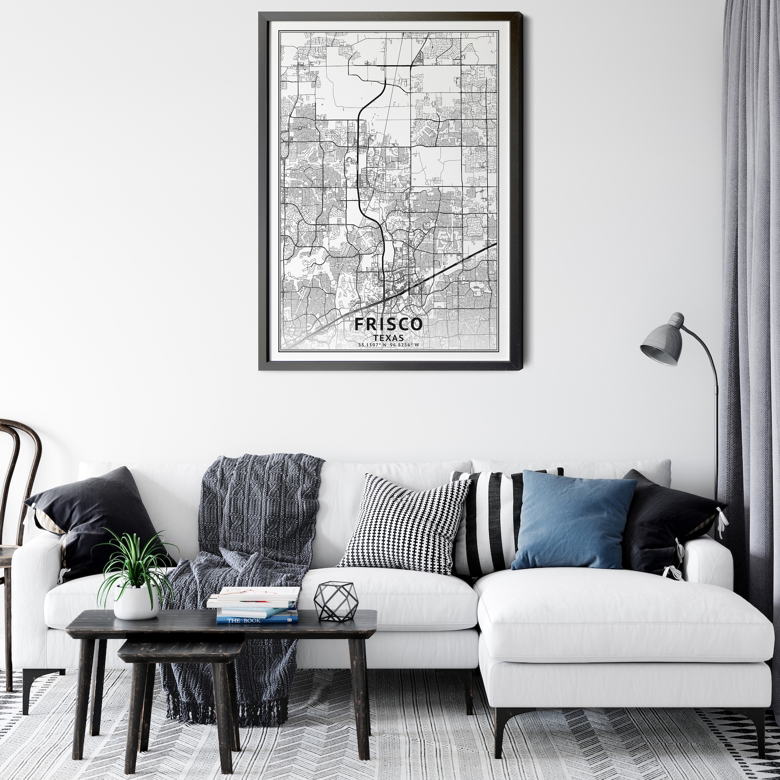 Frisco Texas Map Print, Black and White City Street Map (digital ...