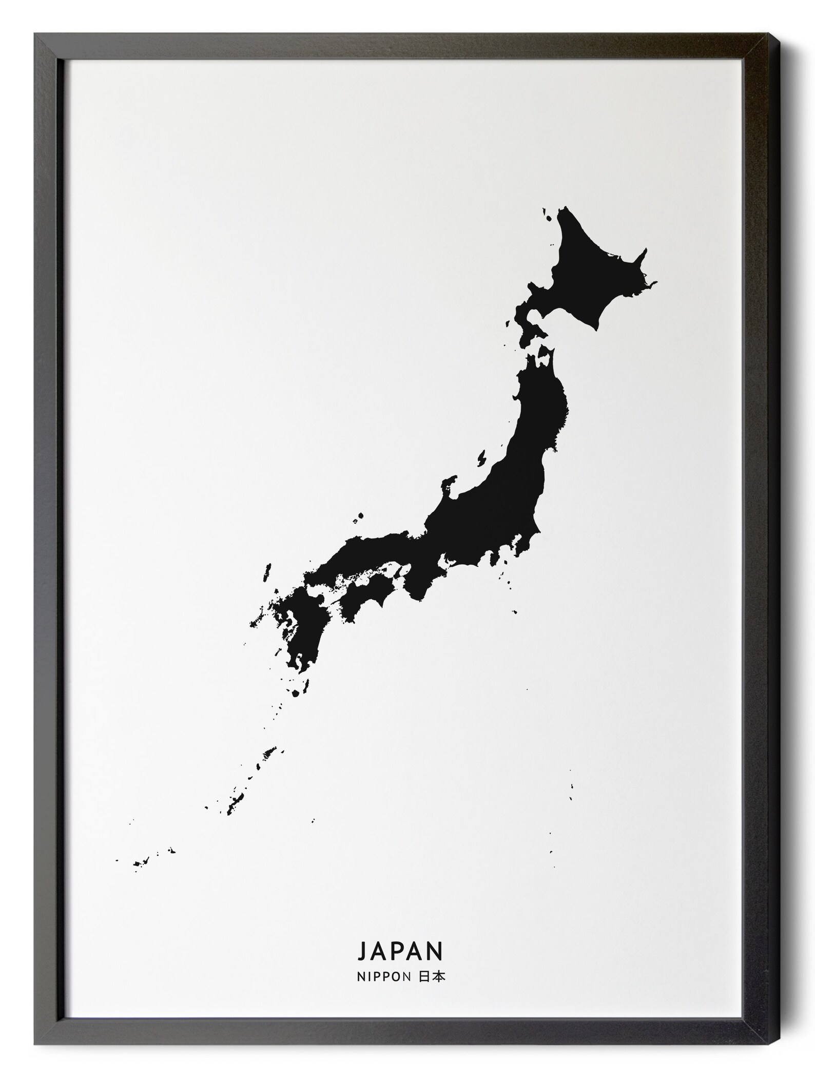 Japan Nippon Map Black and White Minimalist English and - Etsy