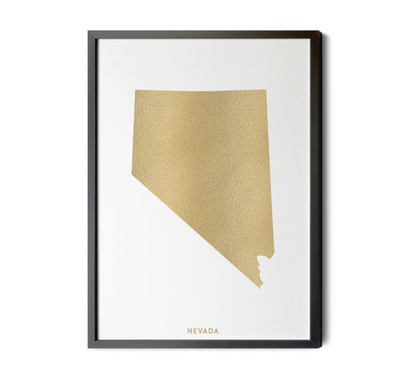 Nevada Map Gold Foil Texture Contemporary Nevada Wall Art | Etsy