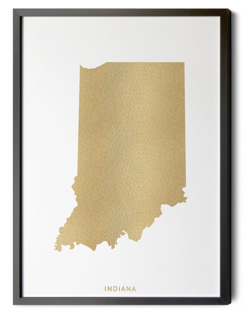 Indiana Map Gold Foil Texture Contemporary Modern Map Art - Etsy