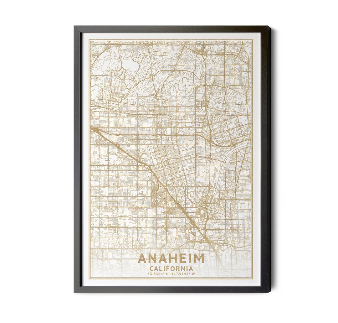 Anaheim California Map, High Resolution Real Gold Leaf Texture ...