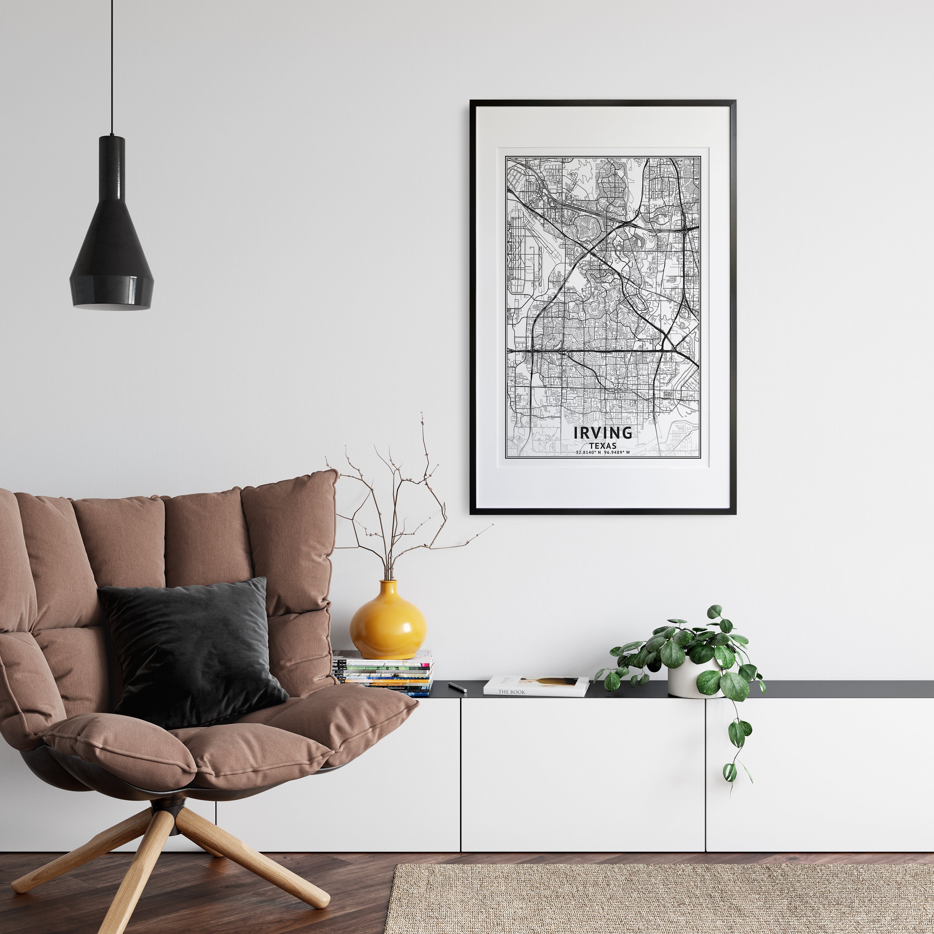 Irving Texas Map, Black and White, Coordinates, Map of Irving, Irving ...
