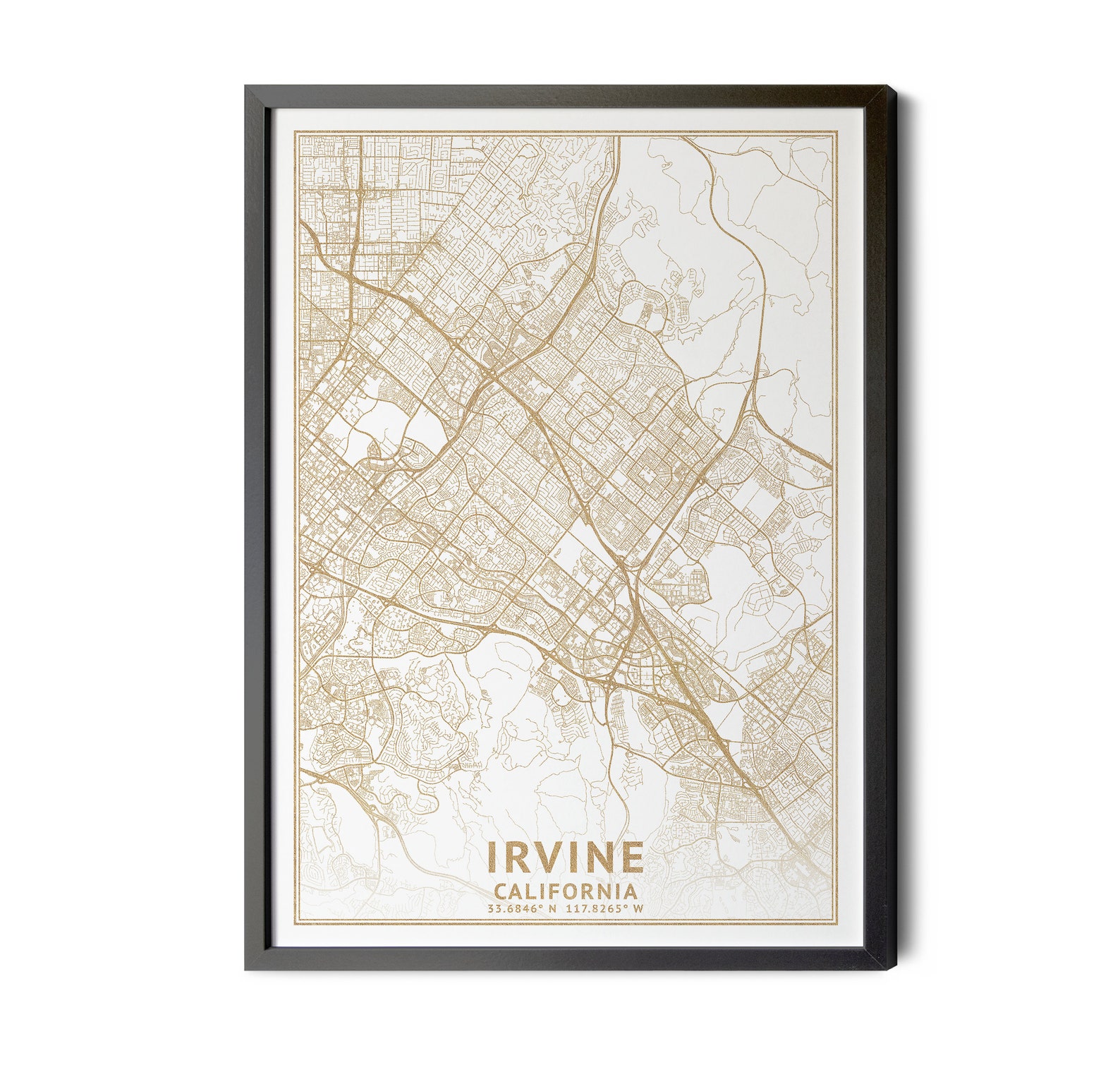 Irvine California Map, High Resolution Real Gold Leaf Texture ...