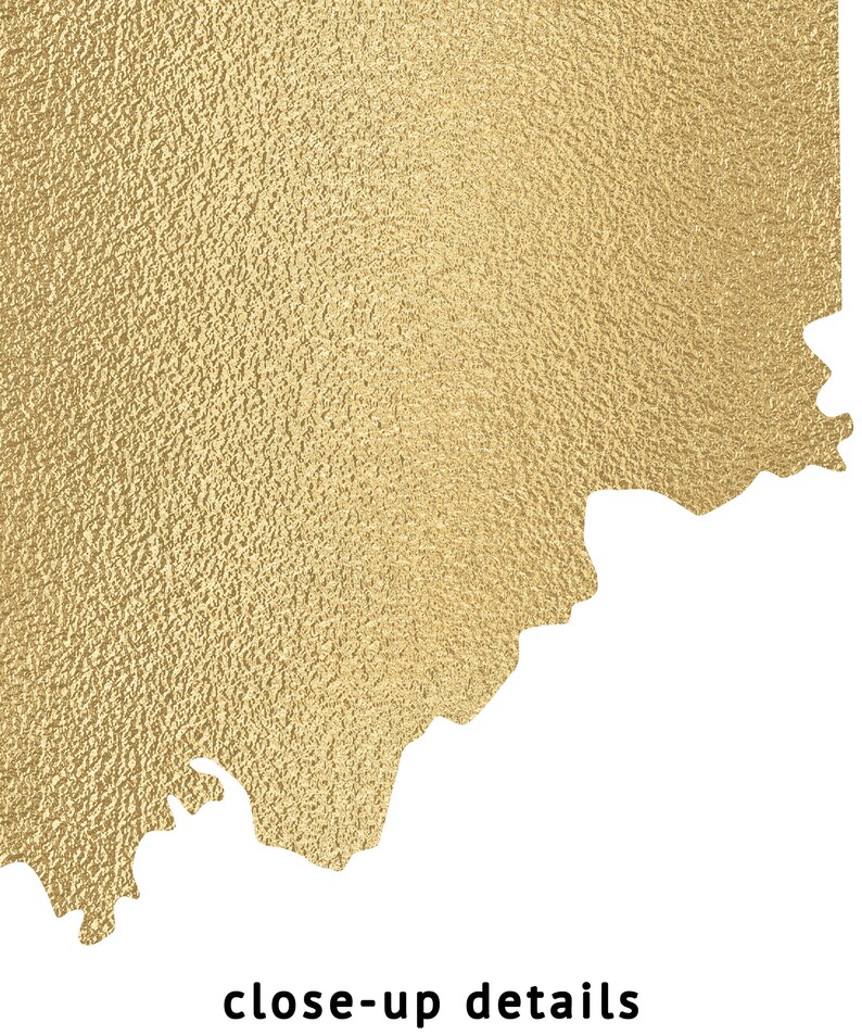 Indiana Map Gold Foil Texture Contemporary Modern Map Art - Etsy