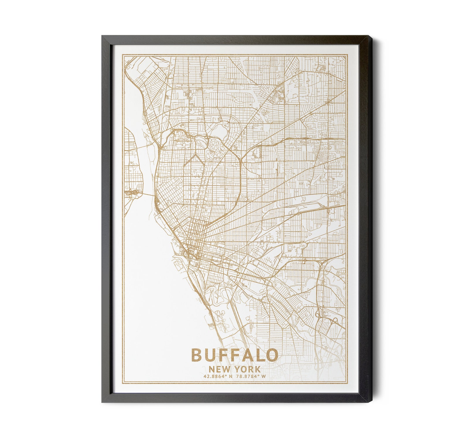 Buffalo New York Map, High Resolution Real Gold Leaf Texture ...