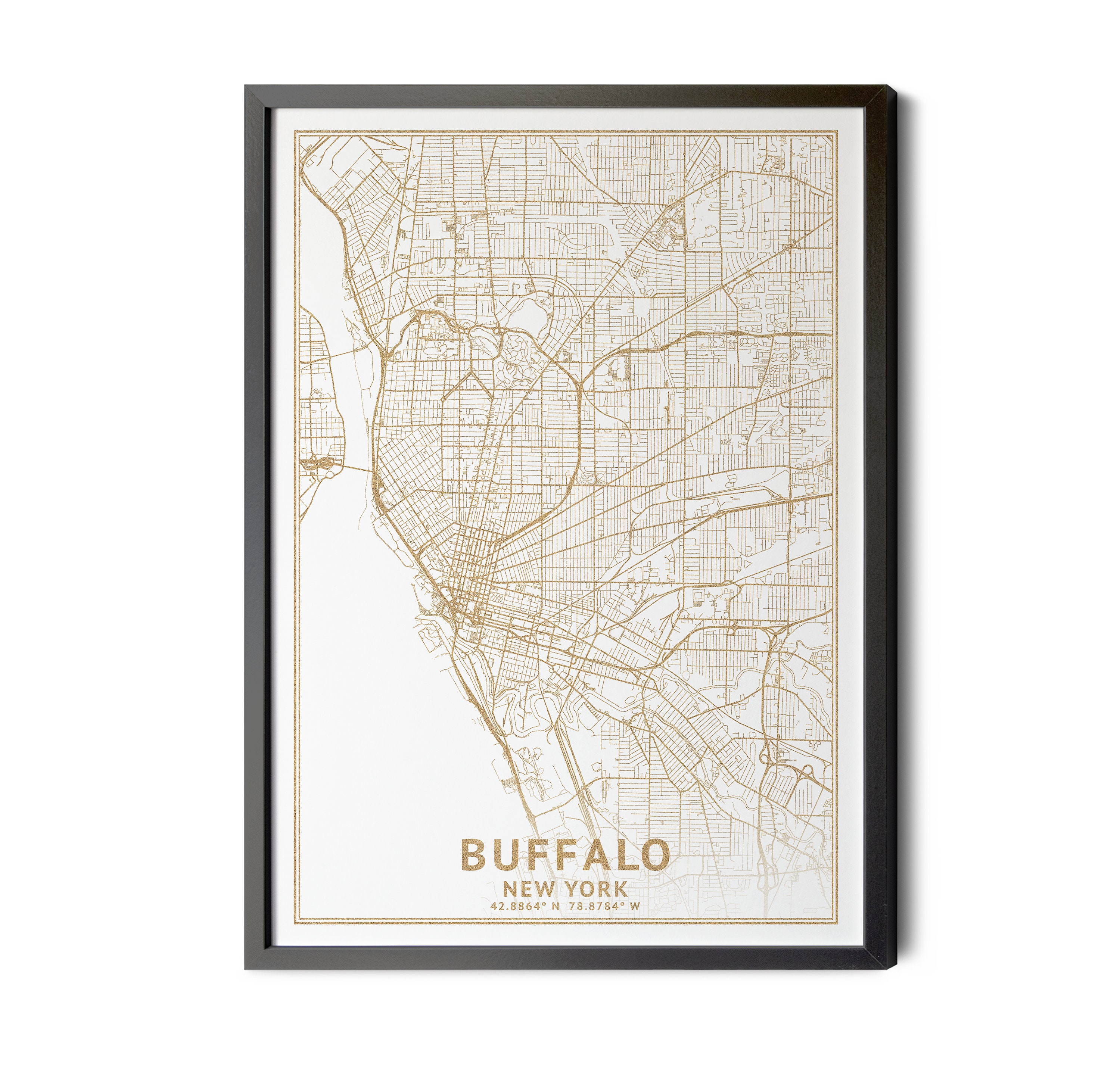 Buffalo New York Map, High Resolution Real Gold Leaf Texture ...