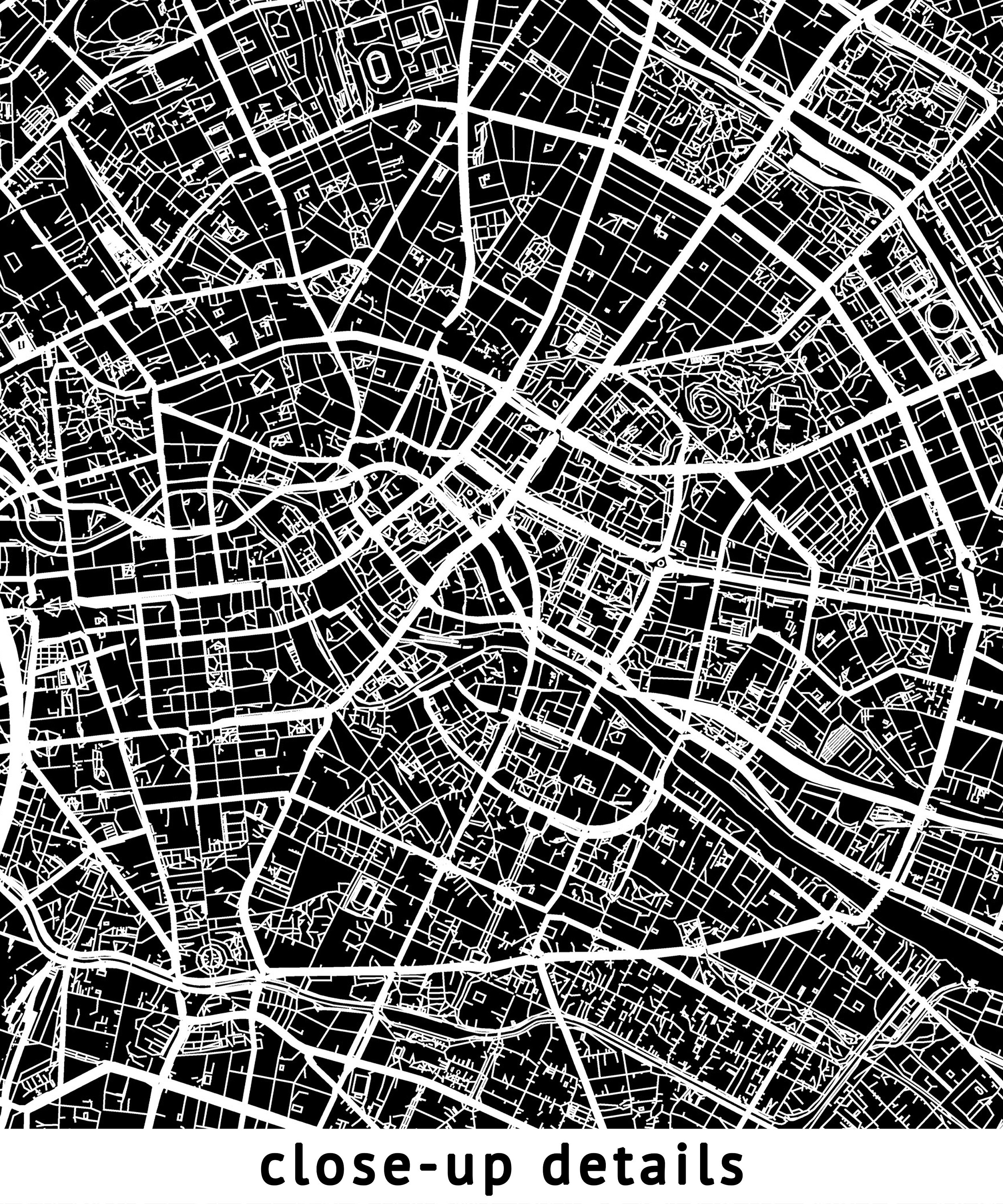 Berlin Germany Map, Berlin Deutschland Map, Black and White, Inverted ...