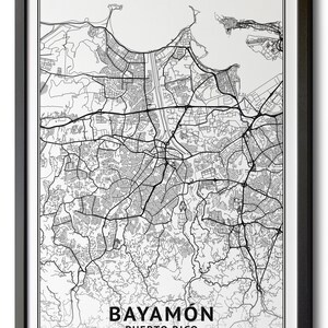 Bayamon Puerto Rico Map, Black and White, Coordinates, Map of Bayamon ...