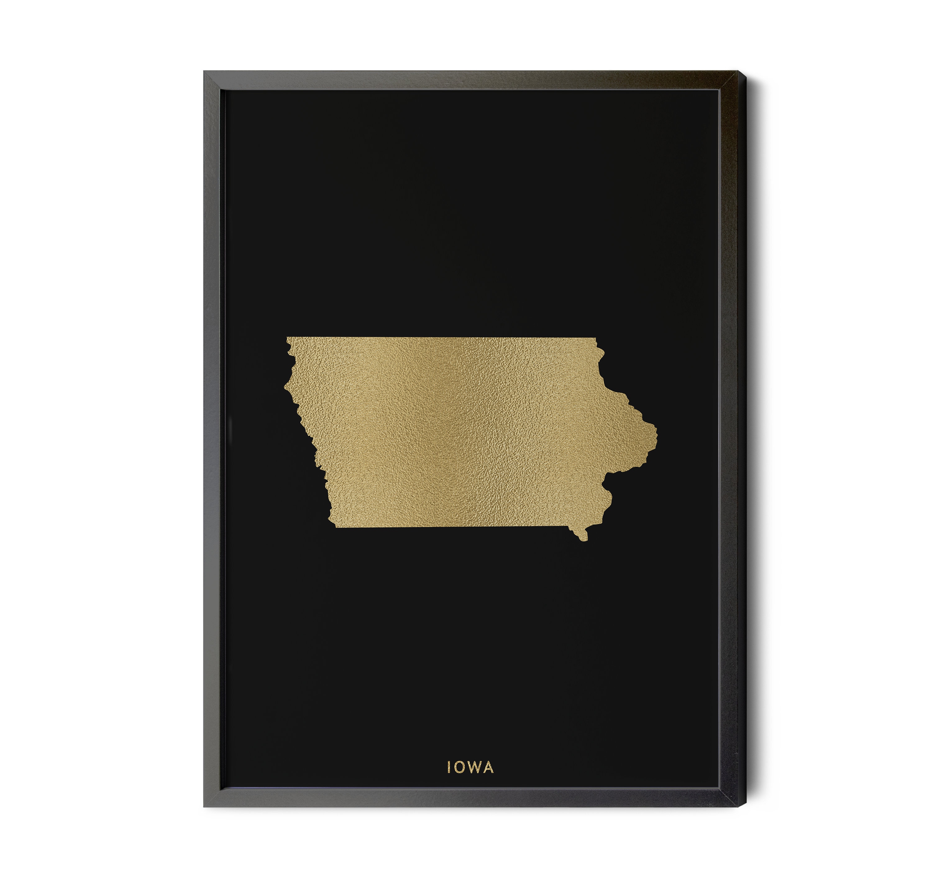 Iowa Map Black Gold Foil Texture Contemporary Modern Map - Etsy