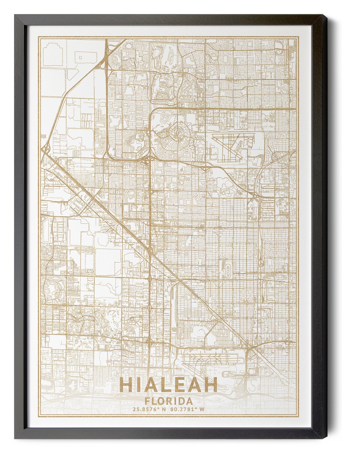 Hialeah Florida Map, High Resolution Real Gold Leaf Texture ...