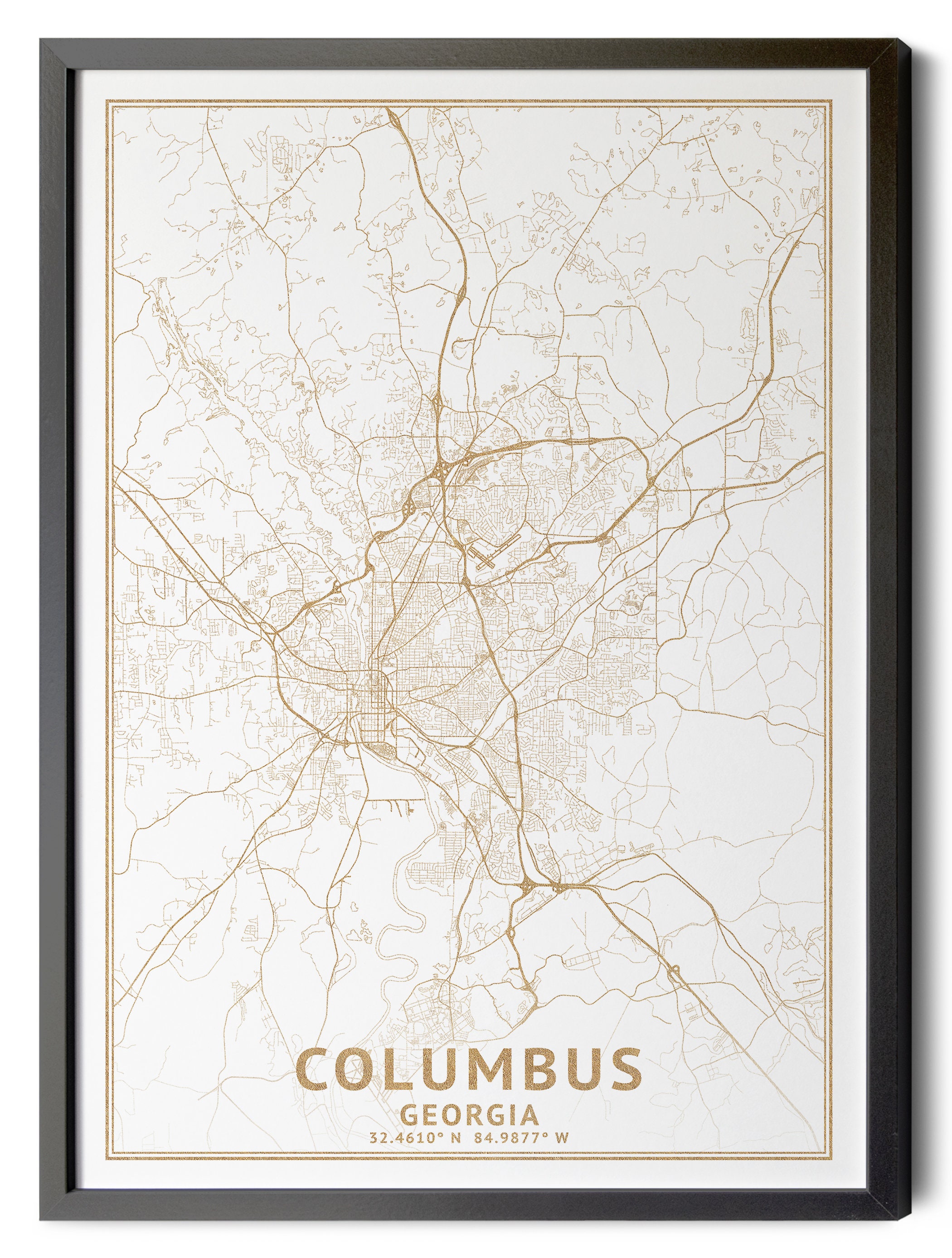 Columbus Georgia Map High Resolution Real Gold Leaf Texture - Etsy