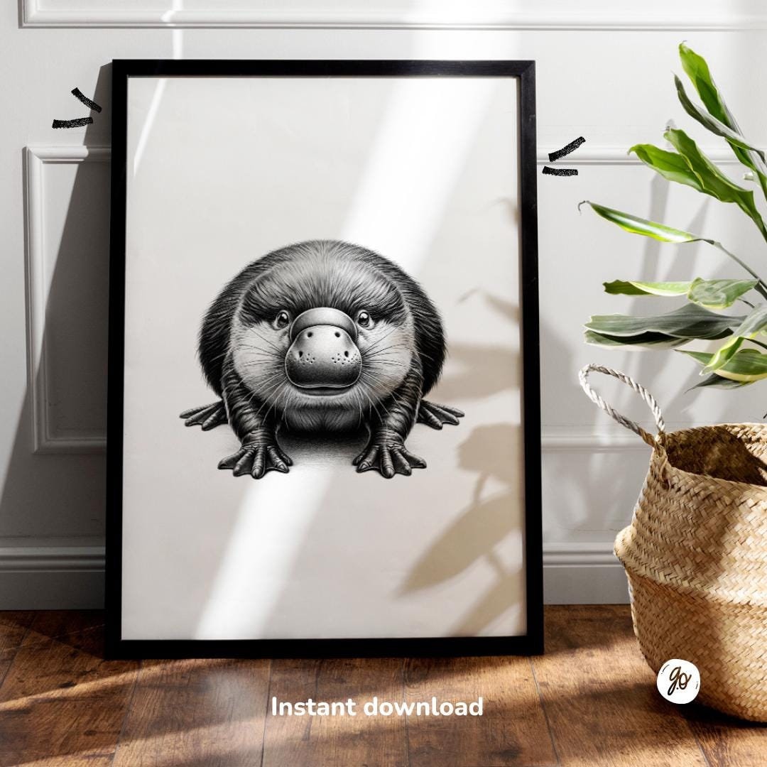 Platypus Digital Art Print, Platypus Poster Wall Art, Wall Decor ...