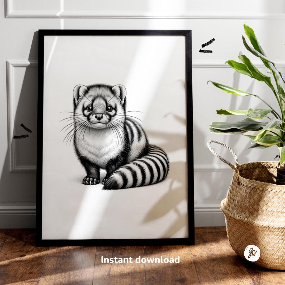 Ferret Wall Art, Minimalist Ferret Poster, Ferret Lover Decor, Ferret ...