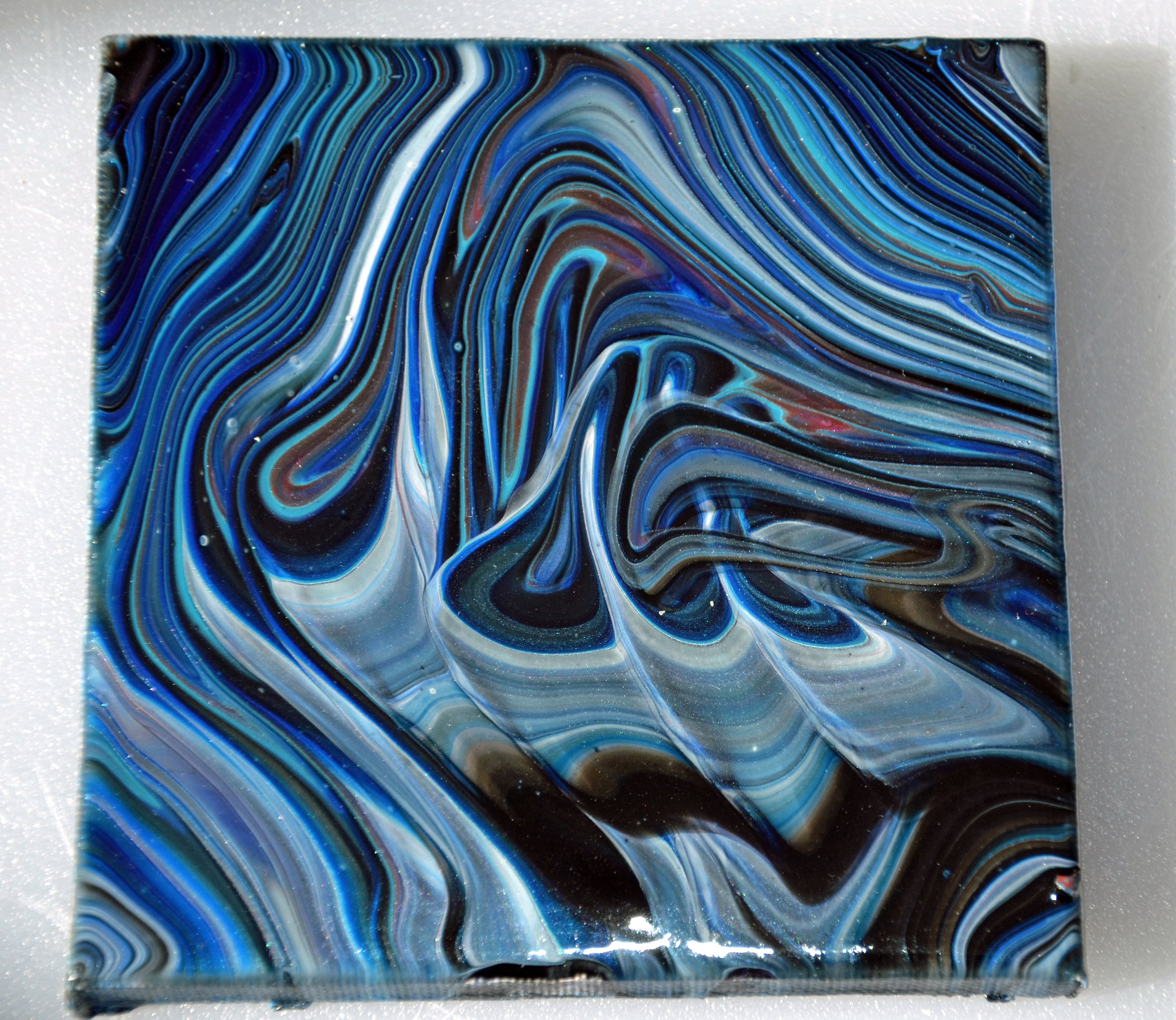 Acrylic Pour Mini Canvas Blue Flames - Etsy