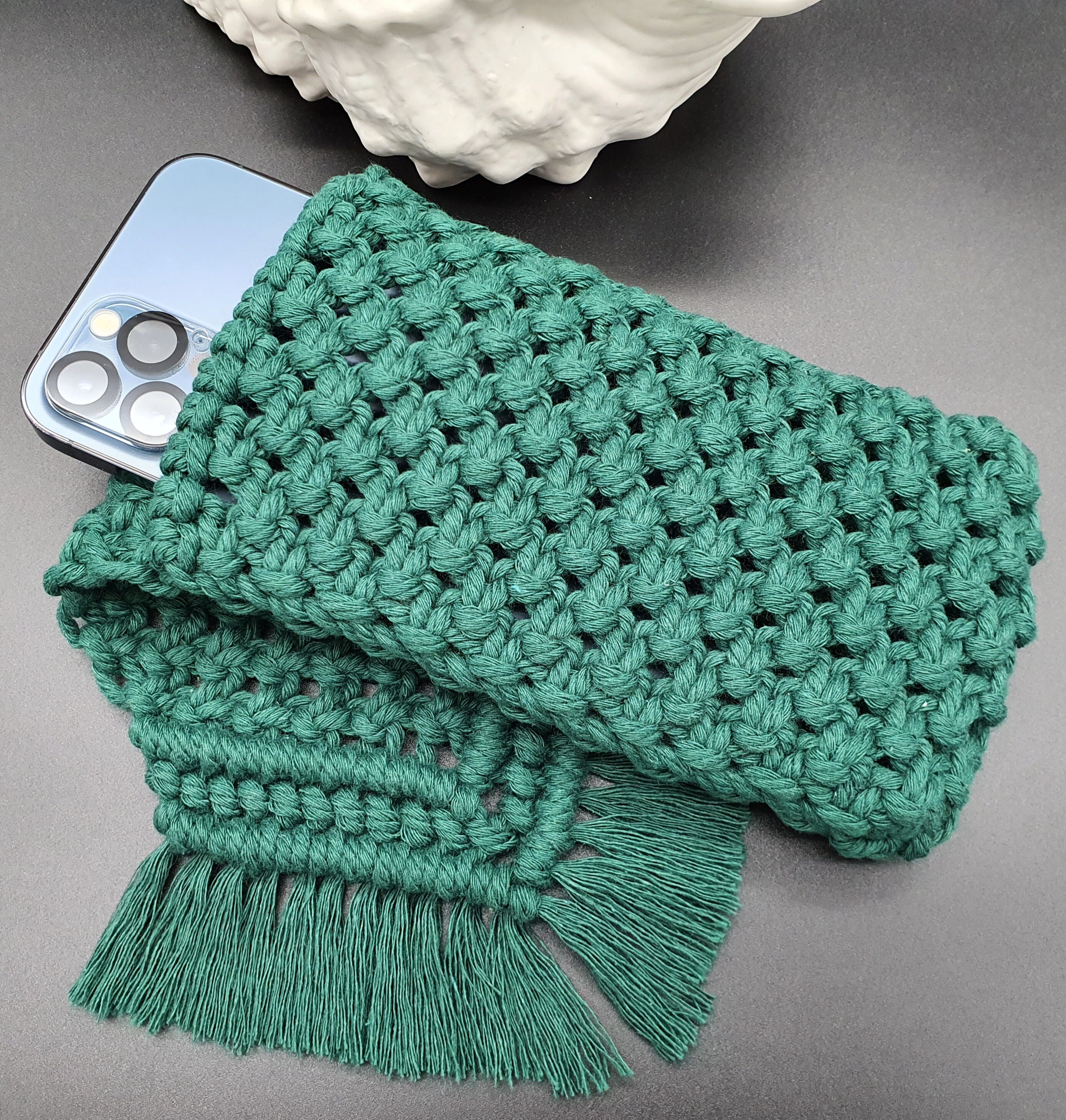 Forest Green Macramé Phone Case / Boho Phone Case / Macrame Purse ...