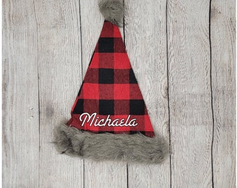 Plaid Santa Hat - Etsy