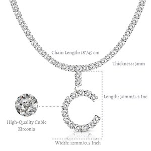 Personalized Initial Diamond Letter Pendant Necklace and Tennis Chain ...