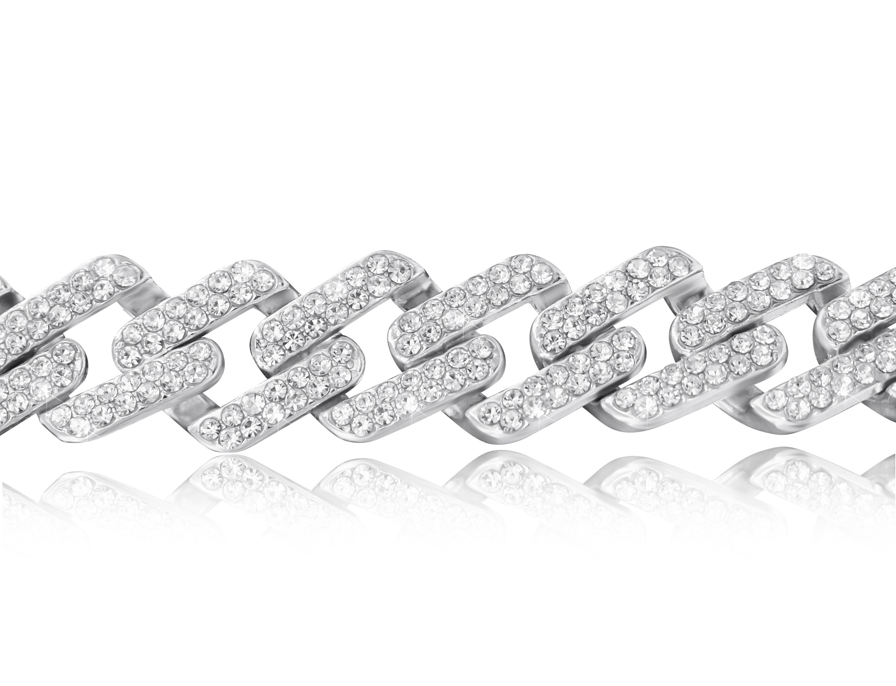 Cuban Link Chain 18k Silver One Plated Simulated Diamond CZ - Etsy
