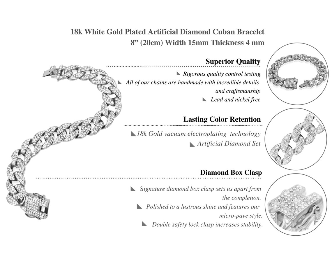 Cuban Link Chain Iced Out 15MM 18k Gold Plated Simulated - Etsy