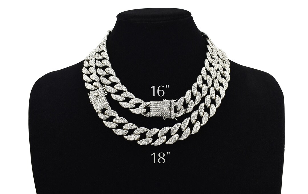 Iced Out Cuban Link Chain: 15MM Silver Plated CZ Pave Choker - Etsy
