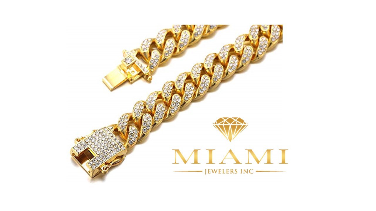 Two Link Chain Iced Out 15MM 18k Gold Plated Simulated Diamond | Etsy