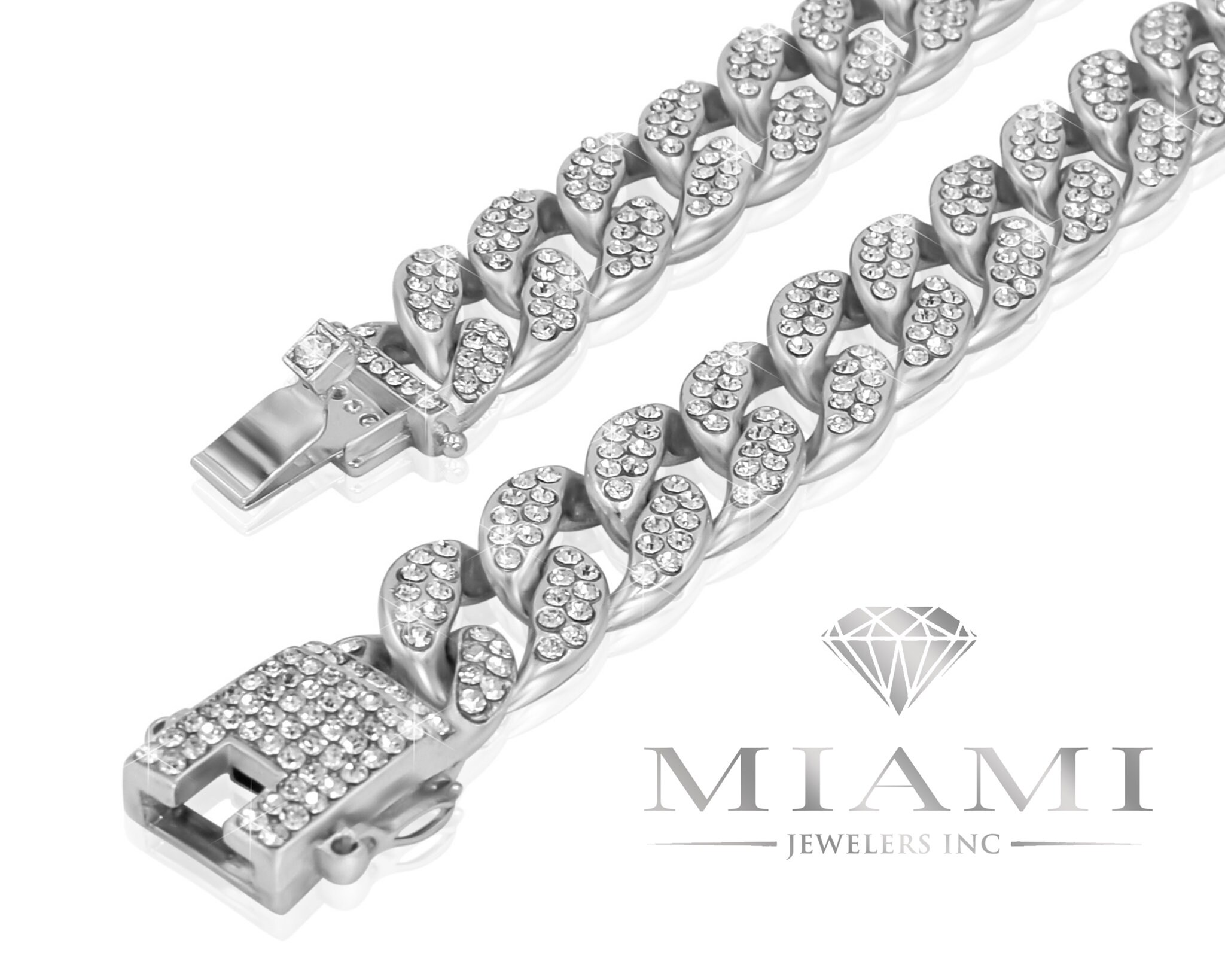 Cuban Link Chain Iced Out 15MM 18k Silver Plated Simulated - Etsy