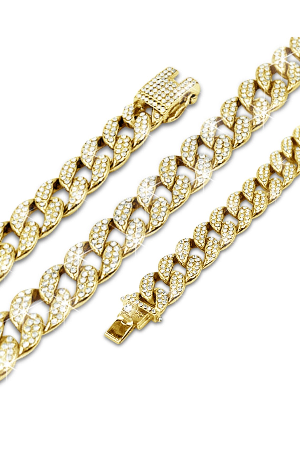 Two Link Chain Iced Out 15MM 18k Gold Plated Simulated Diamond | Etsy