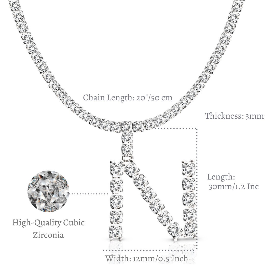 Personalized Initial Diamond Letter Pendant Necklace and | Etsy