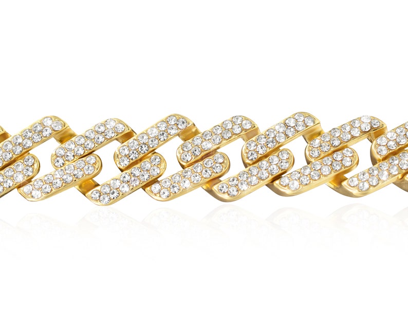 Cuban Link Chain Iced Out 15MM 18k Gold Plated Simulated - Etsy