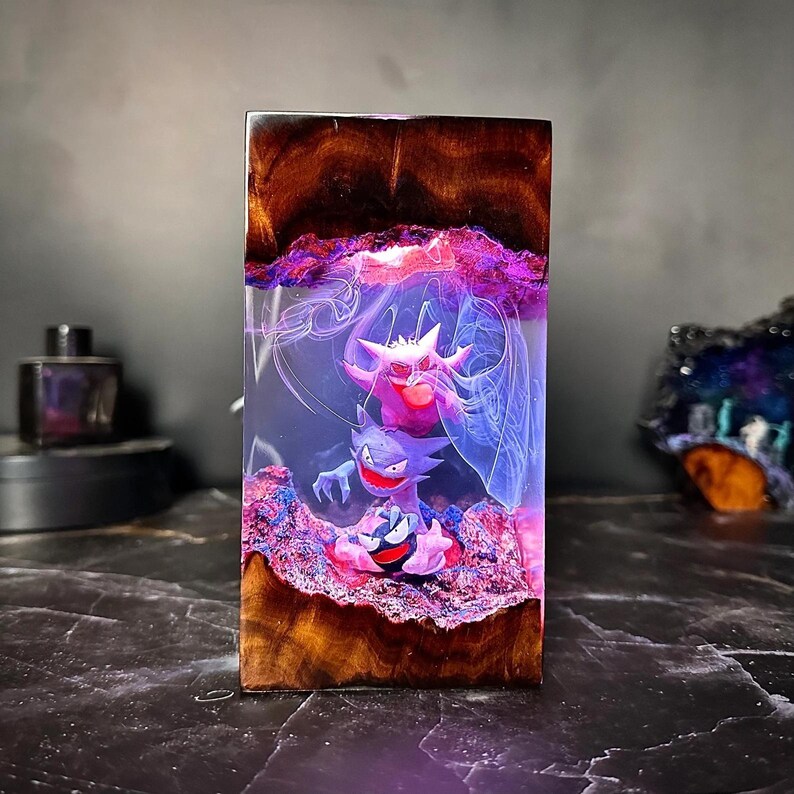 Gengar Evolution Pokémon Resin Lamp | Haunter Gastly LED Diorama ...
